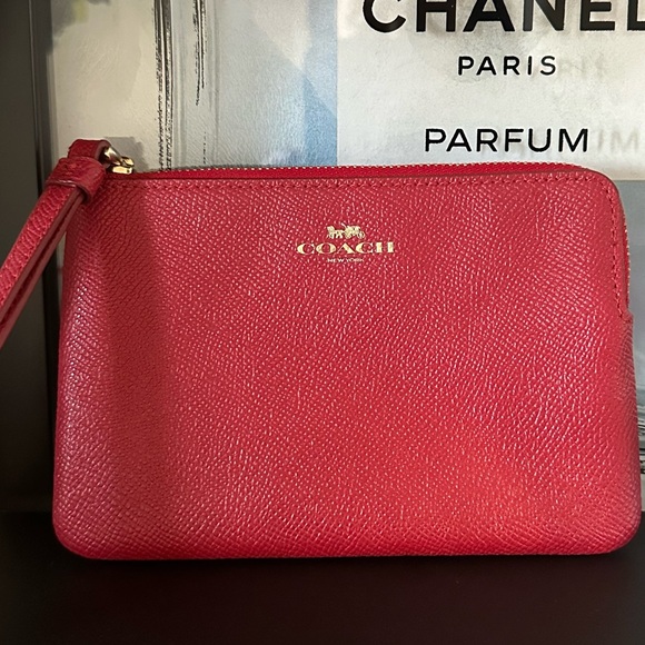 Coach | Bags | Like New Coach Red Leather Wristlet | Poshmark